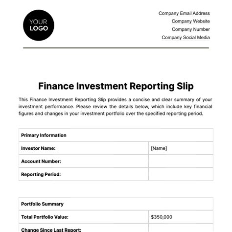 Finance Investment Reporting Slip Template Edit Online And Download