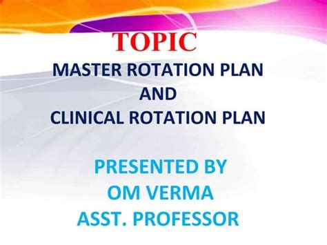 Master Rotation Plan Ppt