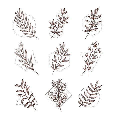 Hand Drawn Floral And Leaf Tattoo Collection 11771323 Vector Art At