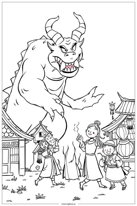 중국 설날 색칠 페이지 2023