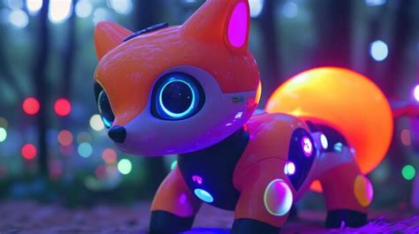 Robofox In A Futuristic Playground With Minimalistic Abstract