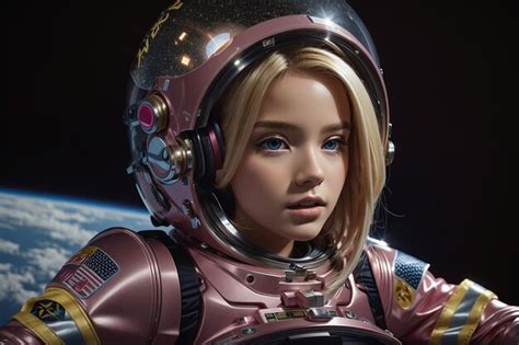 Premium Ai Image Model In Pink Dresses Like A Blonde Astronaut Doll