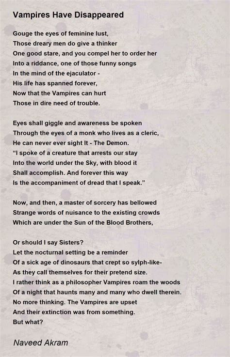 Vampires Have Disappeared Poem By Naveed Akram Poem Hunter