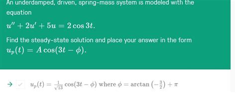 Solved An Underdamped Driven Spring Mass System Is Modeled