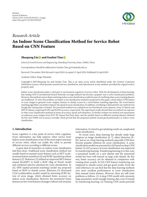 Pdf An Indoor Scene Classification Method For Service Robot Based On Cnn Feature