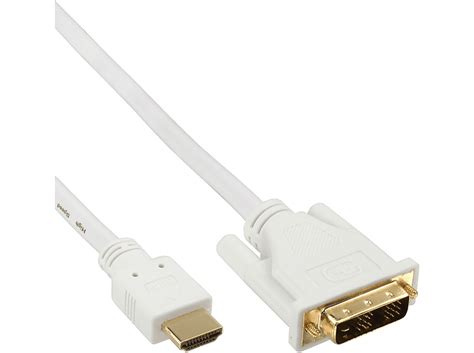 INLINE InLine® HDMI-DVI Kabel, weiß / gold, HDMI Stecker auf DVI 18+1 ...