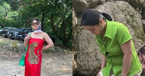 박나래 49kg까지 감량했는데 도톰한 뱃살…어깨 노출로 휴양지룩 완성