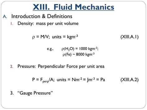 Ppt Introduction And Definitions Density Mass Per Unit Volume R Mv