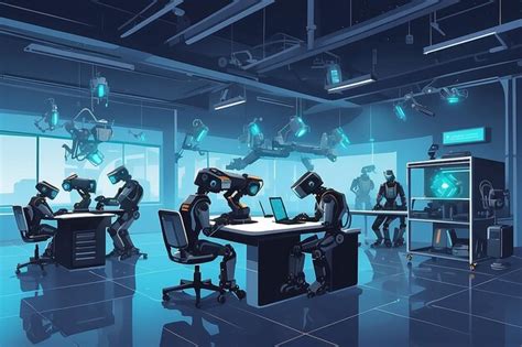 Premium Photo Swarm Robotics Programming Students In Robotics Lab Vector Scene