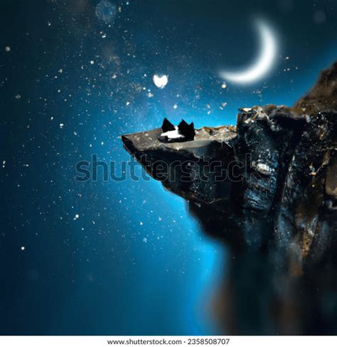 Miniature Diorama Scene Cliff Edge Starry Ai Generated Image 2358508707