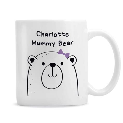 Personalised Mummy Bear Ceramic Mug Born Ted