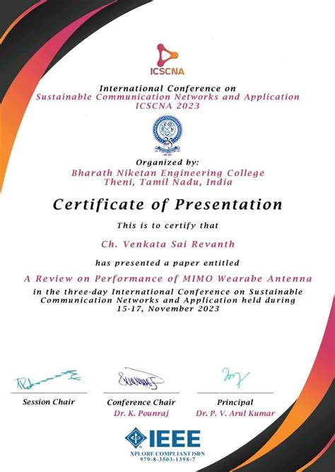 Ch Venkata Sai Revanth On Linkedin Icscna2023 Mimowearableantenna