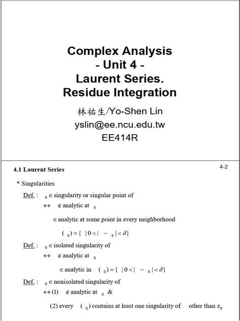 Complex Analysis110 Unit 4 Pdf