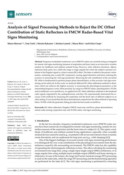 Pdf Analysis Of Signal Processing Methods To Reject The Dc Offset