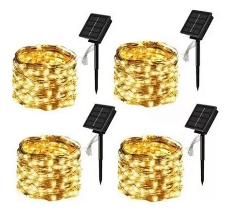 Paquete 4 Luces Led De Alambre De Cobre Con Energía Solar Mercadolibre