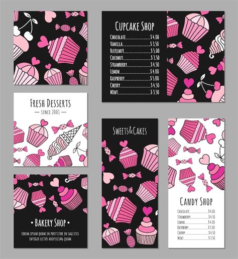 Premium Vector Pink Cupcake Flyer Set