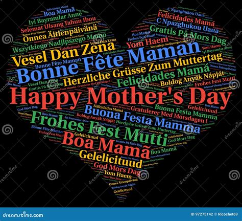 Jour Heureux Du ` S De Mère Dans Différentes Langues Illustration Stock