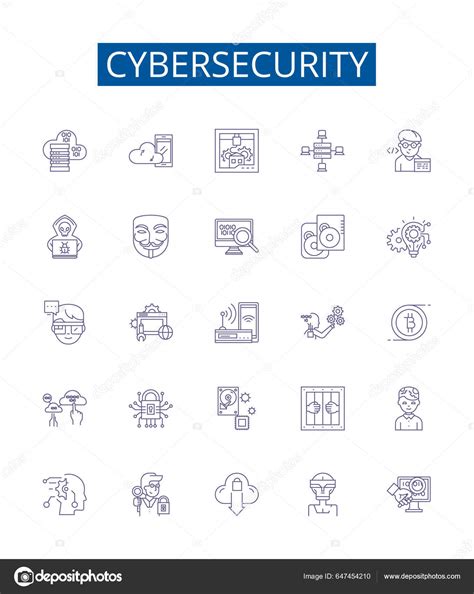 Cybersecurity Line Icons Signs Set Design Collection Cybersecurity Network Security Stock Vector