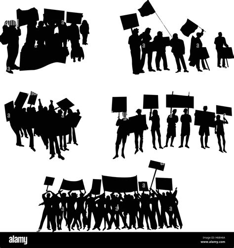 Cheering Or Protesting Crowd Silhouettes Stock Vector Image And Art Alamy