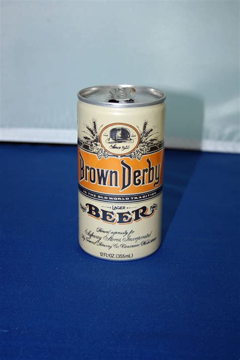 Vintage Brown Derby Lager Beer Can Aluminum Opened Safety Tab Empty Bar