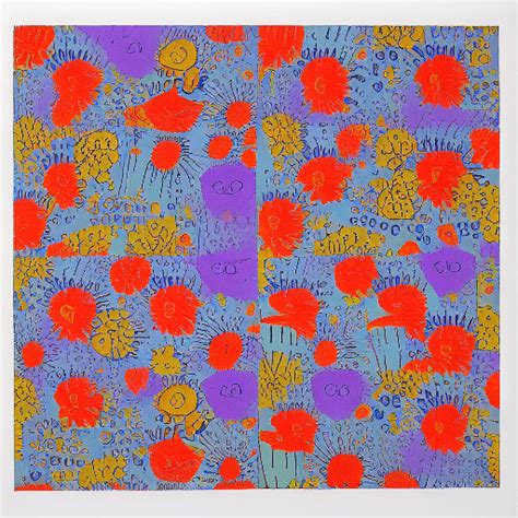 Jasper Johns And Andy Warhol Flower Pattern Repeating Squares S