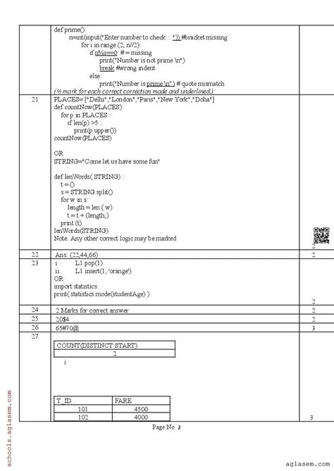 Class 12 Computer Science Pre Board Sample Paper 2025 Download Pre Board Model Paper Pdf Aglasem