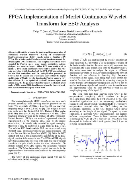 Pdf Fpga Implementation Of Morlet Continuous Wavelet Transform For