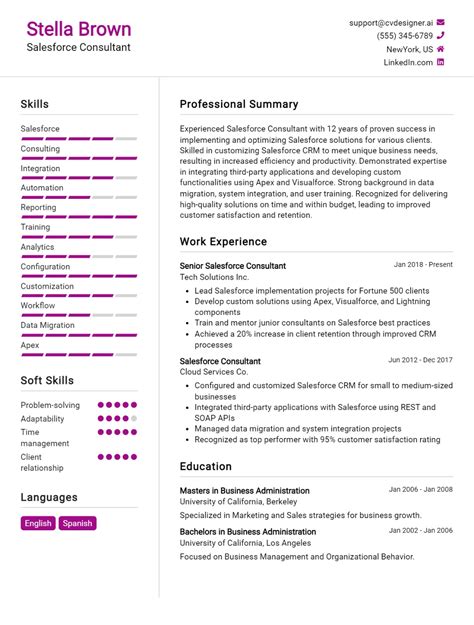 Salesforce Consultant Cv Example For 2025 Proven Tips And Templates
