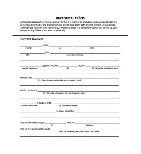 Free 5 Sample Rhetorical Precis In Pdf