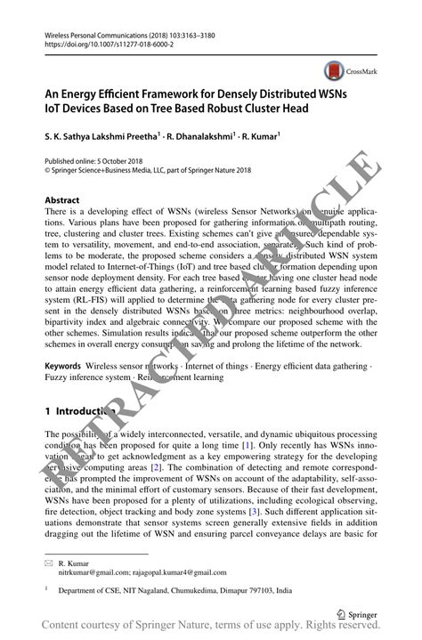 An Energy Efficient Framework For Densely Distributed Wsns Iot Devices