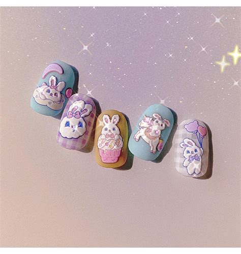 해피 바니 귀여운 핑크토끼 네일스티커 1344 셀프네일용품재료 캐릭터스티커 2023 다꾸 폰꾸 티몬