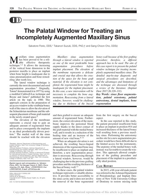 Pdf The Palatal Window For Treating An Incompletely Augmented