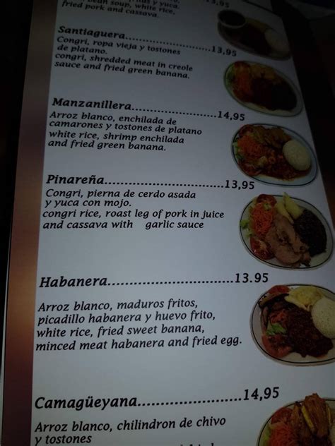 Carta del restaurante Cuando Salí del Cuba Madrid