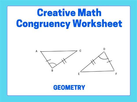 Creative Math Congruency Worksheet Teaching Resources