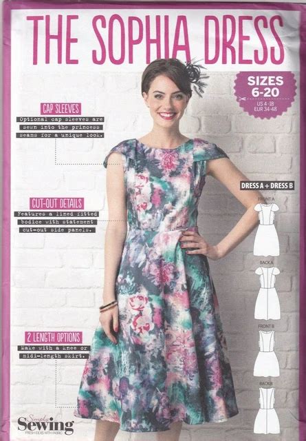 Simply Sewing Pattern For The Sophia Dress Side Cut Out Detail Sizes 6