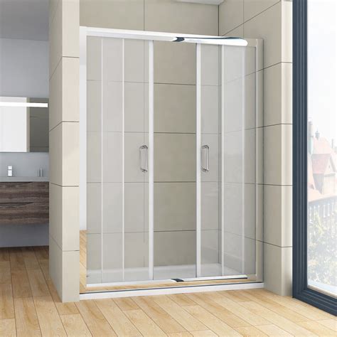 Sunny Shower Double Sliding Shower Doors 60 Center Walk In Opening Chrome Color Ebay