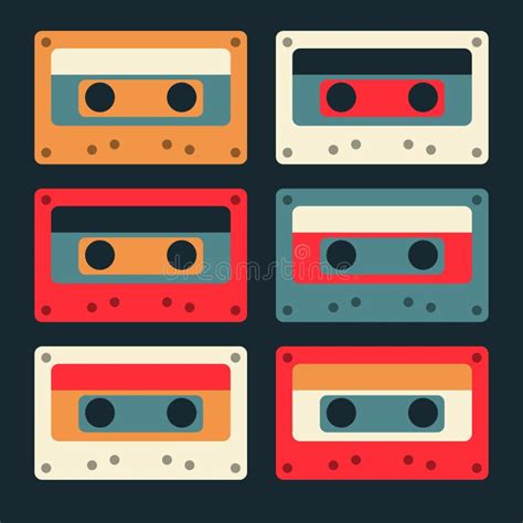 Collection Of Retro Plastic Audio Cassettes Stock Vector Illustration