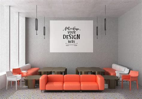 방 모형에서 포스터 프레임 프리미엄 Psd 파일