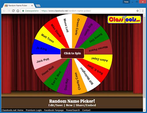 Random Name Picker Zdroje ve škole