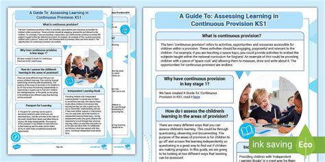 A Guide To Assessing Learning In Continuous Provision Ks1