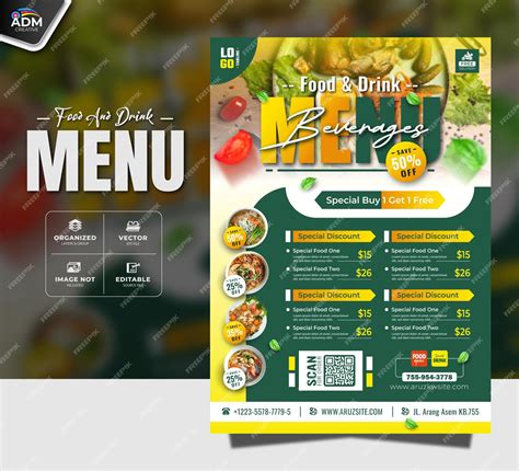 Modelo De Restaurante De Menú De Diseño Moderno Vector Premium