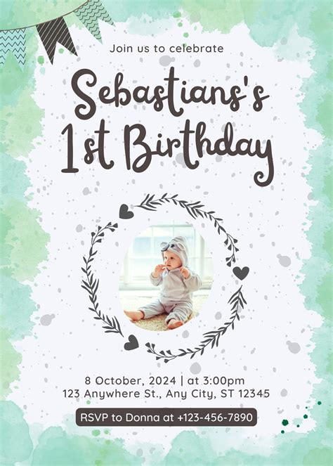 Free Printable Customizable 1st Birthday Invitation Templates Canva