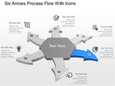 Be Six Arrows Process Flow With Icons Powerpoint Template