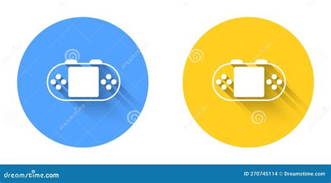 White Portable Video Game Console Icon Isolated With Long Shadow Background Handheld Console