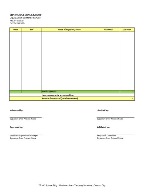 Liquidation Form Pdf