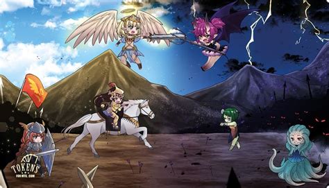 Custom Mtg Chibi Manga Playmat The Battlefield Playmat Chibi Manga Art