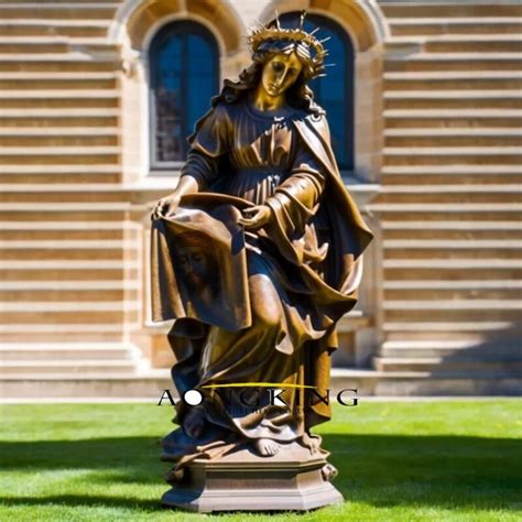 Religious Figure Divinely Inspired Bronze Saint Veronica Statue Holding