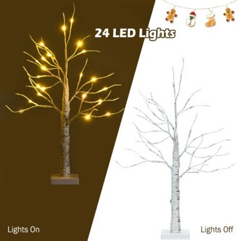 2 Ft Pre Lit White Birch Tree Artificial Twig Birch Tree Christmas
