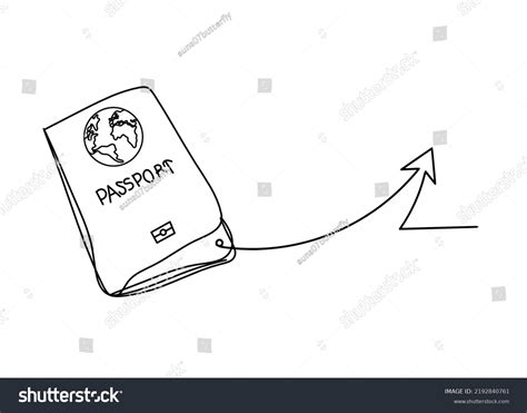 Passport Direction Line Drawing On White Stock Illustration 2192840761