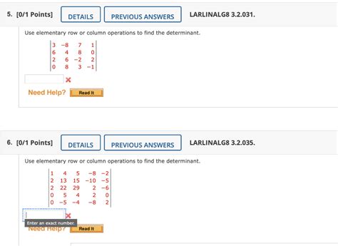 Solved 5 0 1 Points DETAILS PREVIOUS ANSWERS LARLINALG8 Chegg